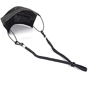 SHINKODA Adjustable Mask Lanyard Extra Long Face Mask Neck Strap Hanger/Holder, Elastic Rope with Double Clips & Snap Button, Great for Kids & Adults, Value Pack of 5, Black
