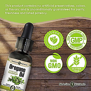 BIOACTIVE NUTRIENTS Oregano Oil Supplement - Oil of Oregano Blend with Coconut Oil - Pure, Natural Essential Oils - 1 fl oz (39.6 g) / 6 Drops per Day / 150 Daily Doses