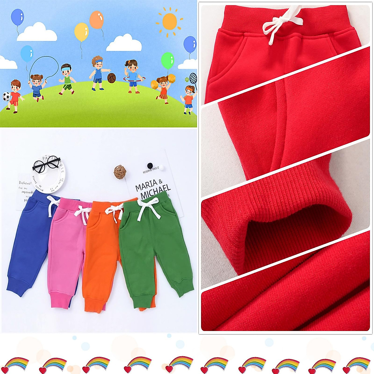 CuteOn Unisex Toddler Jogger Pants Kids Cotton Elastic Waist Winter Baby Sweatpants Pants 2Years Red