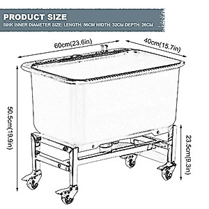 Floor Mop Sink with Roller, Free Standing Wash Station Commercial Mop Service Basin for Kitchen/Restaurant/Business/Garages