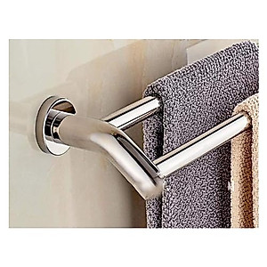 Towel Racks Simple Shelf, Double Rail Wall Mounted Towel Shelf Stainless Steel Bath Towel Holder Hand Towel Hanging Rail for Kitchen Or Bathroom-50Cm/70cm (Color : 40cm)