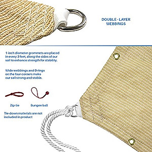 E&K Sunrise 8' x 17' Sun Shade Sail- Beige Straight Edge Rectangle UV Block Durable Awning Perfect for Canopy Outdoor Garden Backyard-180GSM-Customized