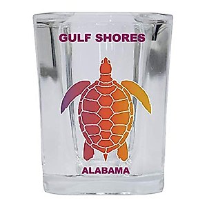 Gulf Shores Alabama Souvenir Rainbow Turtle Design Square Shot Glass