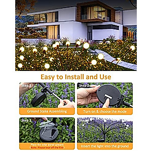 Solar Powered Firefly Garden Lights, 8 Pack 12 LED New Upgraded Swaying Solar Garden Lights with 2 Lighting Mode, Solar Firefly Lights Outdoor Waterproof for Yard Patio Pathway Decoration,Warm White