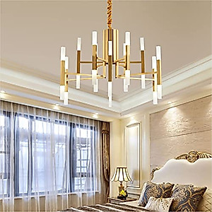 BOKT Modern Gold LED Sputnik Chandelier Mid Century Brushed Brass 24-Lights Round Chandelier Pendant Light Kitchen Island Vintage Industrial Flush Mount Ceiling Light Fixture