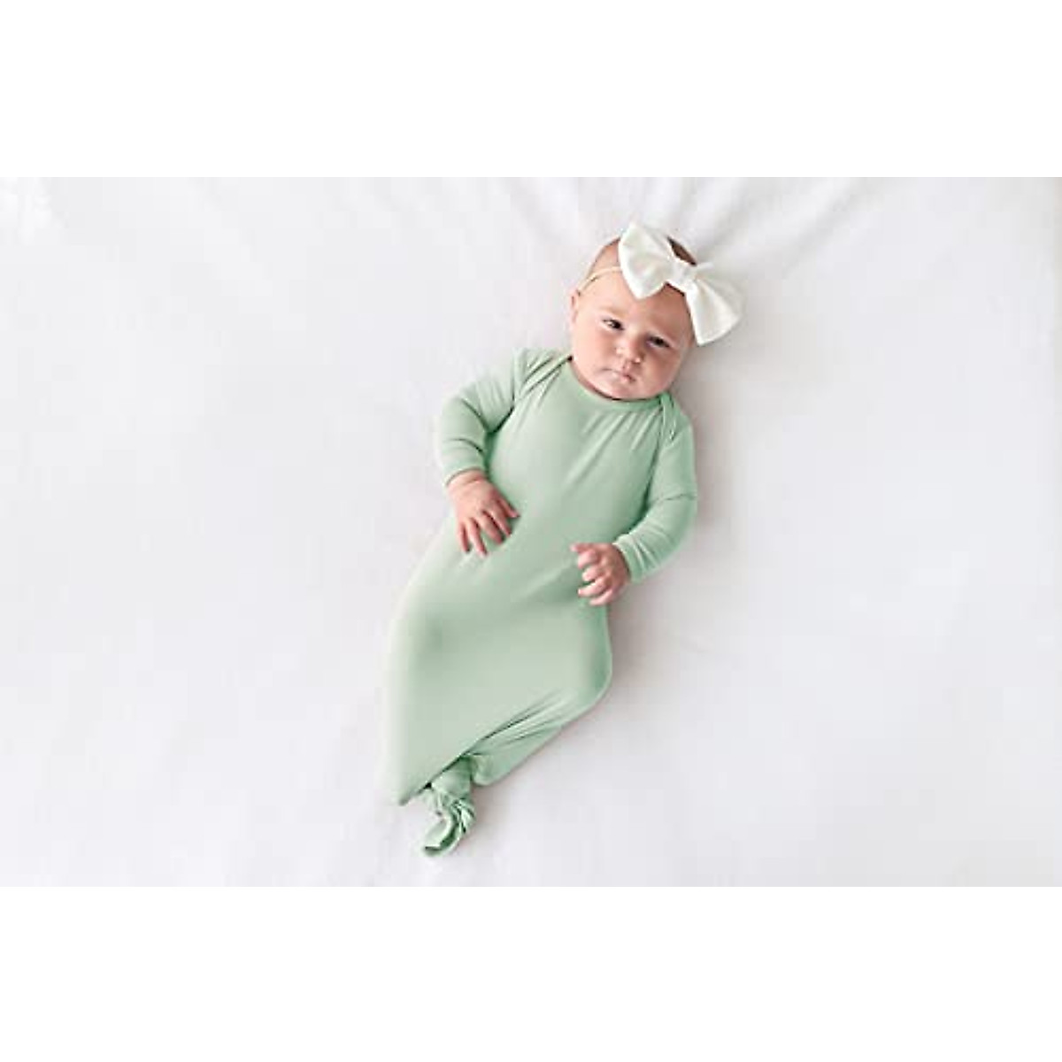 Posh Peanut Infant Gown - Unisex Soft Baby Clothes - Viscose from Bamboo Infant Layette Swaddle Wear- 0-3 Months (Sage)