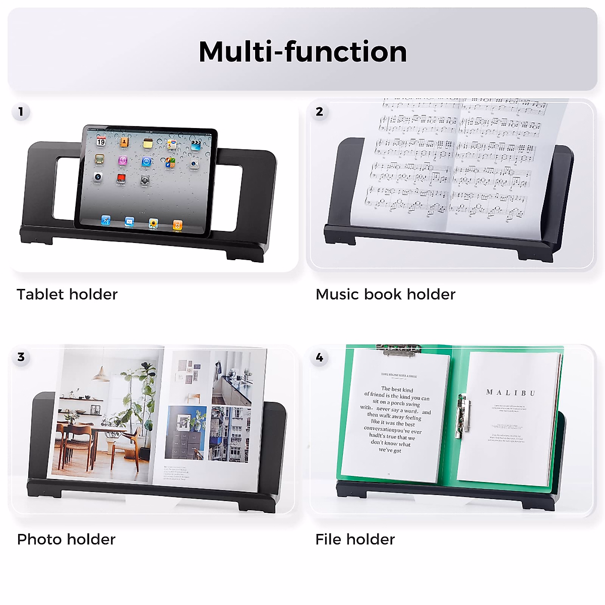 Anjetan Electronic Keyboard Music Stand: Stable Plastic Professional Wide Thickened Music Book Holder Music Sheet Stand