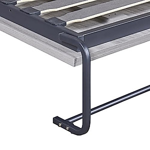 DEYOBED Multifunctional Full Size Murphy Bed with Storage Shelves and Drawers, Solid Wood Platform Wall Bed Cabinet for Guest Room Home Office, Ideal for Small Spaces, Gray