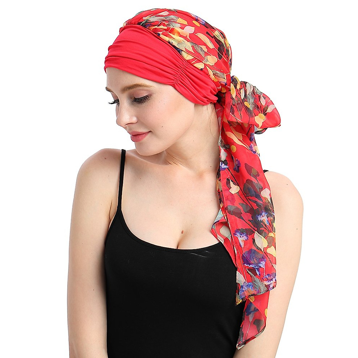 Knits Fitted Turban Hat for Cancer Women DIY Easy Tie Chemo Bandana