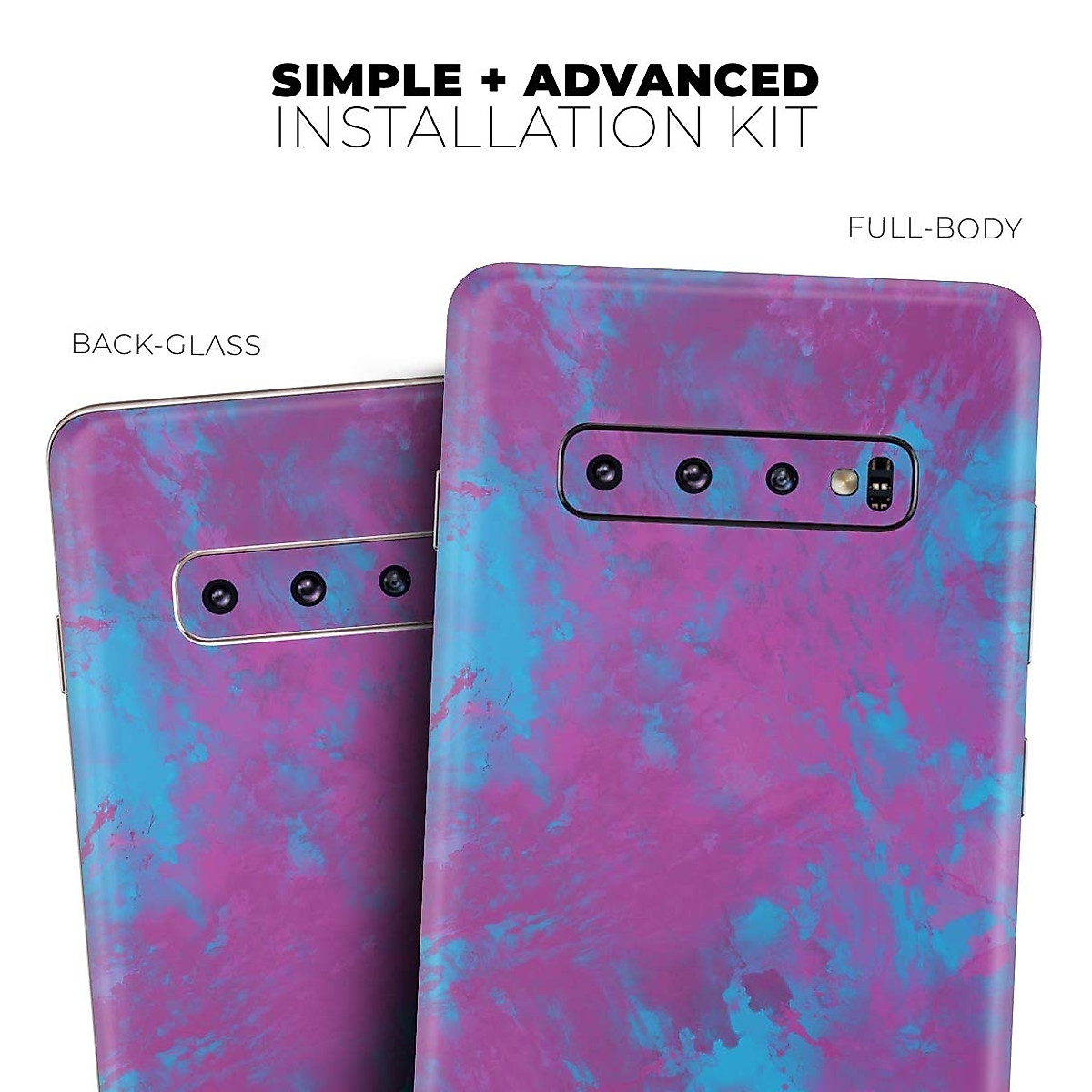 DesignSkinz Purple and Blue Paintburst Protective Vinyl Decal Wrap Skin Cover Compatible with The Samsung Galaxy S20 (Screen Trim & Back Glass Skin)