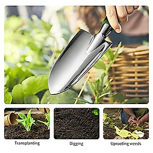 Gardening Hand Tool Set 3 Pack - MDSXO Heavy Duty Gardening Kit with Non-Slip Soft Ergonomic Handle, Great Garden Gift for Women Men[Stainless Steel]