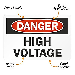 SmartSign Pack of 500 "High Voltage" Labels in a Roll | 3" x 2" Semi-Gloss Paper, Adhesive Stickers