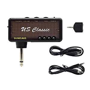 SONICAKE Guitar Headphone Amp Mini Guitar Headphone Amplifier US Classic Rechargeable Pocket Overdrive Reverb Effects