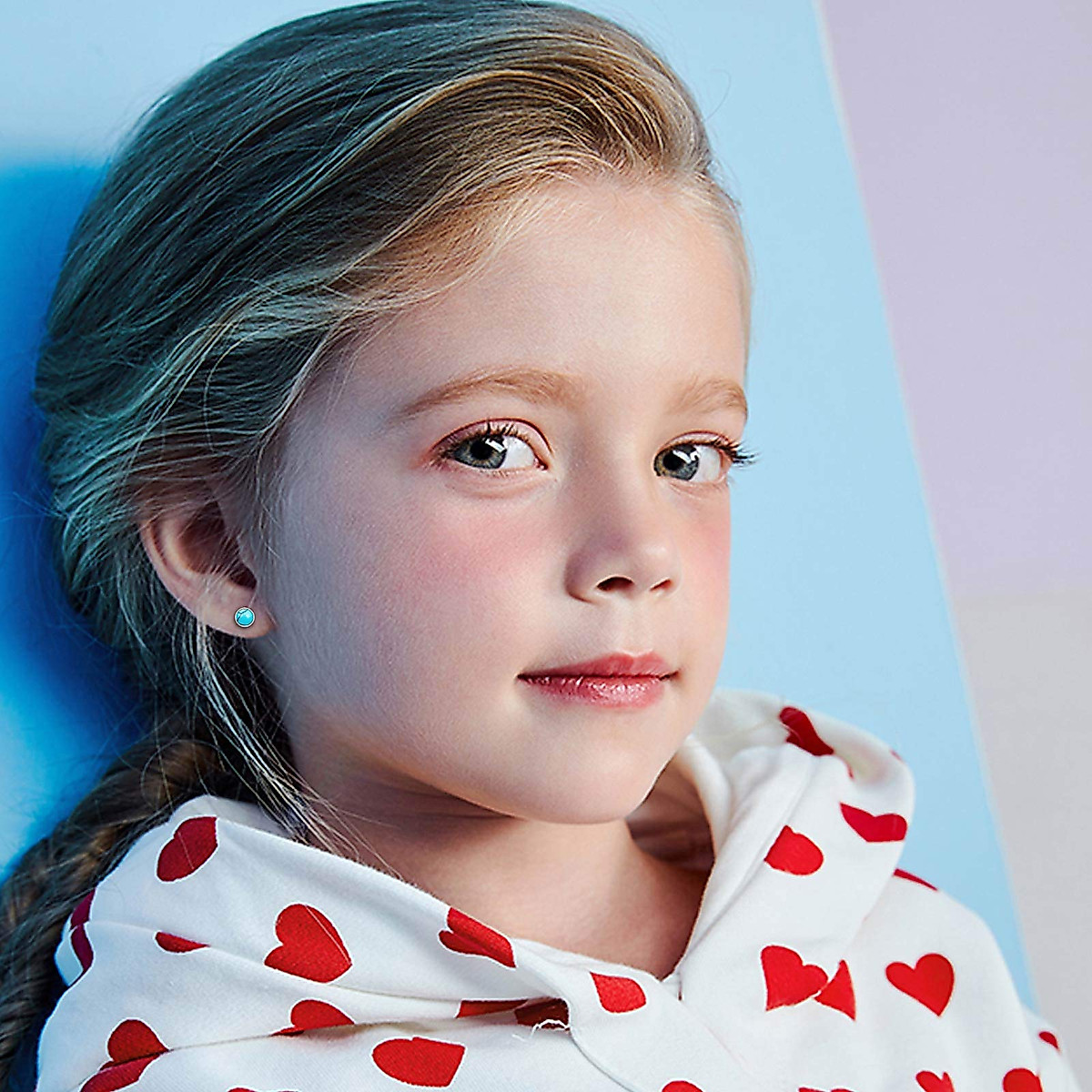 925 Sterling Silver Turquoise Studs Hypoallergenic Earrings for Sensitive Ears with Romantic "Forever Love" Engraving Jewelry Valentine for Women Girlfriend-6MM