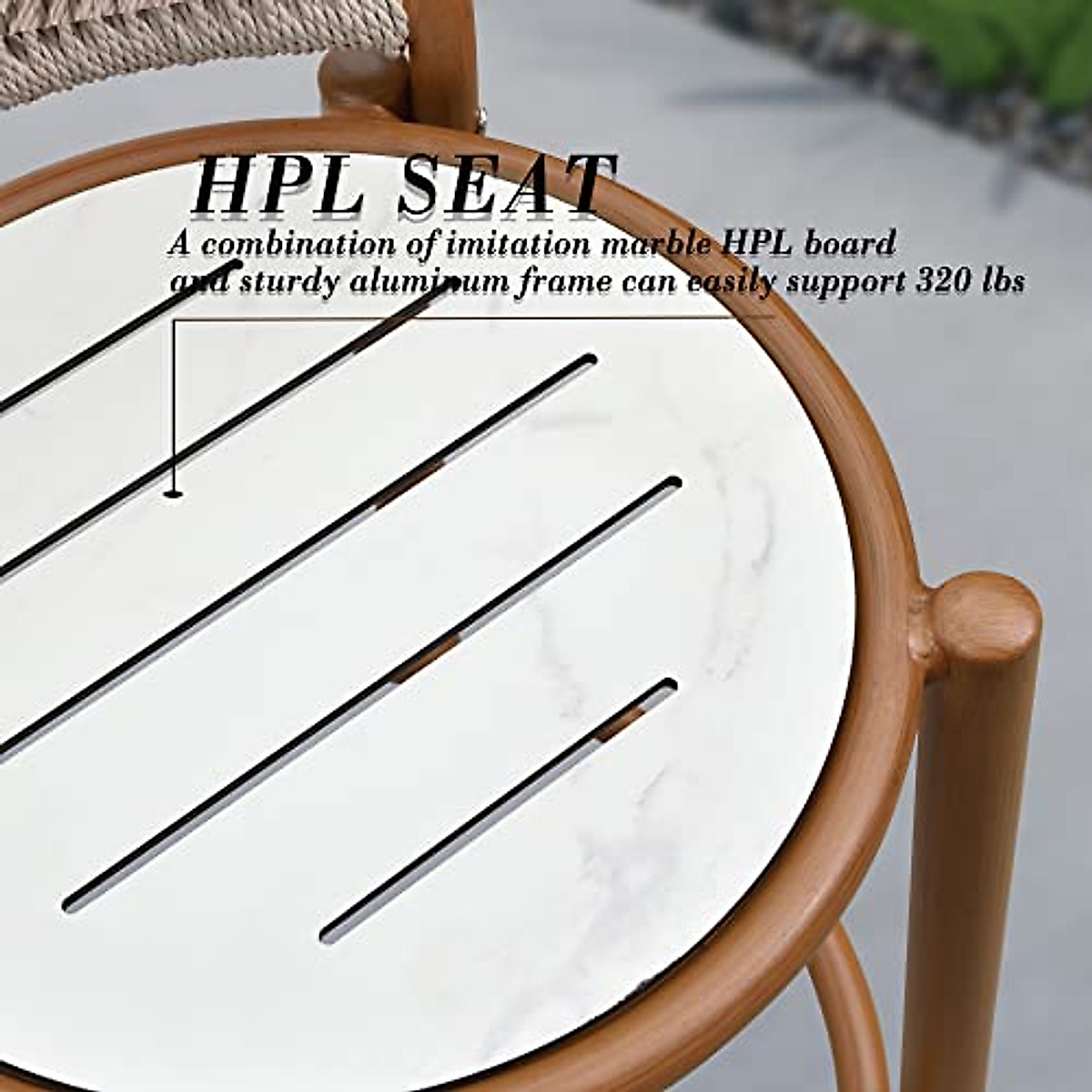 PURPLE LEAF Outdoor Counter Height Barstools Set Bistro Chairs Balcony Metal Seat with Back Aluminum Deck Patio Modern Rattan Wicker Bar Chairs