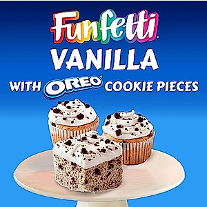 Funfetti Bundle, Includes 1 of each: Oreo Vanilla Cake Mix and Vanilla Frosting with By The Cup Spatula Knife