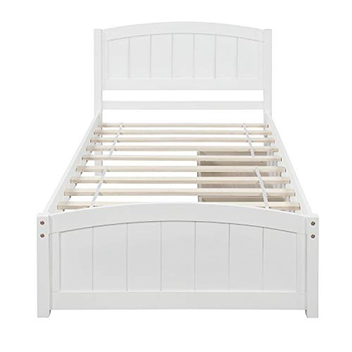 HSBD Twin Bed with Storage Drawers, Twin Size Platform Bed with 2 Drawers, Solid Wood Twin Bed with Headboard & Slat Support, No Spring Needed, Twin Storage Bed for Boys, Girls, Teens, Adults