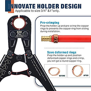 iCrimp F1807 Copper Ring Crimping Tool Kit for 3/8,1/2,3/4,1-inch- Free Removal Tool& Pex Pipe Cutter&Gauge- For All US F1807 Standards