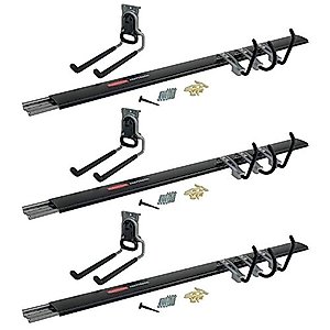 Rubbermaid Fasttrack Garage Organization 5 Piece All in One Rail and Hook Kit Storage System (3 Pack)
