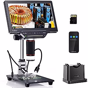 Elikliv EDM201 Max HDMI Digital Microscope with 7" IPS Screen - 1300X Coin Soldering Microscope with 25MP Sensor, Bottom Transmitted Light, View Entire Coin, TV/Windows/Mac Compatible