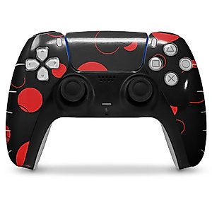 WraptorSkinz Skin Wrap compatible with Sony PS5 DualSense Controller Lots of Dots Red on Black (CONTROLLER NOT INCLUDED)