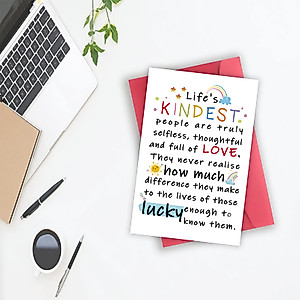 YiKaLus Cute Appreciation Card for Kindest Person, Great Thank You Card with Envelope for Women Men, Sweet Friendship Gift for Friends Classmates, Best Thank You Gift Ideas for Mom Dad
