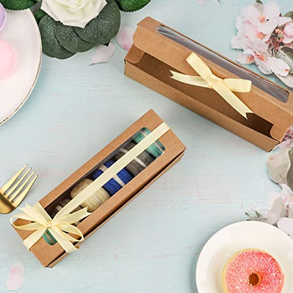 NPLUX 25 Pack Macaron Boxes for 5-7 Macarons Strawberry Boxes Macaron ...