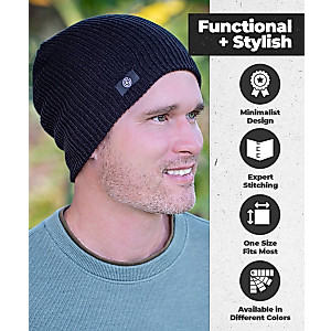 Ultra Soft Beanie for Men & Women - Warm, Comfortable & Stylish - Cozy Ribbed Knit Black