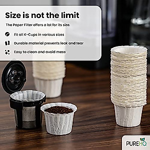 100 Disposable Coffee Filters - Keurig Paper Filters for K Cup - Fits Keurig Brewers, K Supreme, K Slim and Ninja Reusable K-Cup Coffee Pods - Single Serve Filter, Sediment-Free, White