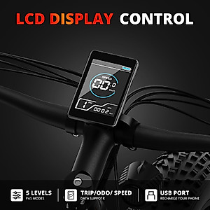 AMYET EB26 Electric Bike for Adults 1000W/peak 1500W Electric Bicycle 48V 15AH Battery Electric Bike 26" Fat Tire Mountain 31mph Shimano 7 Speed Gears Dual Shock Absorber Electric Bike (G)