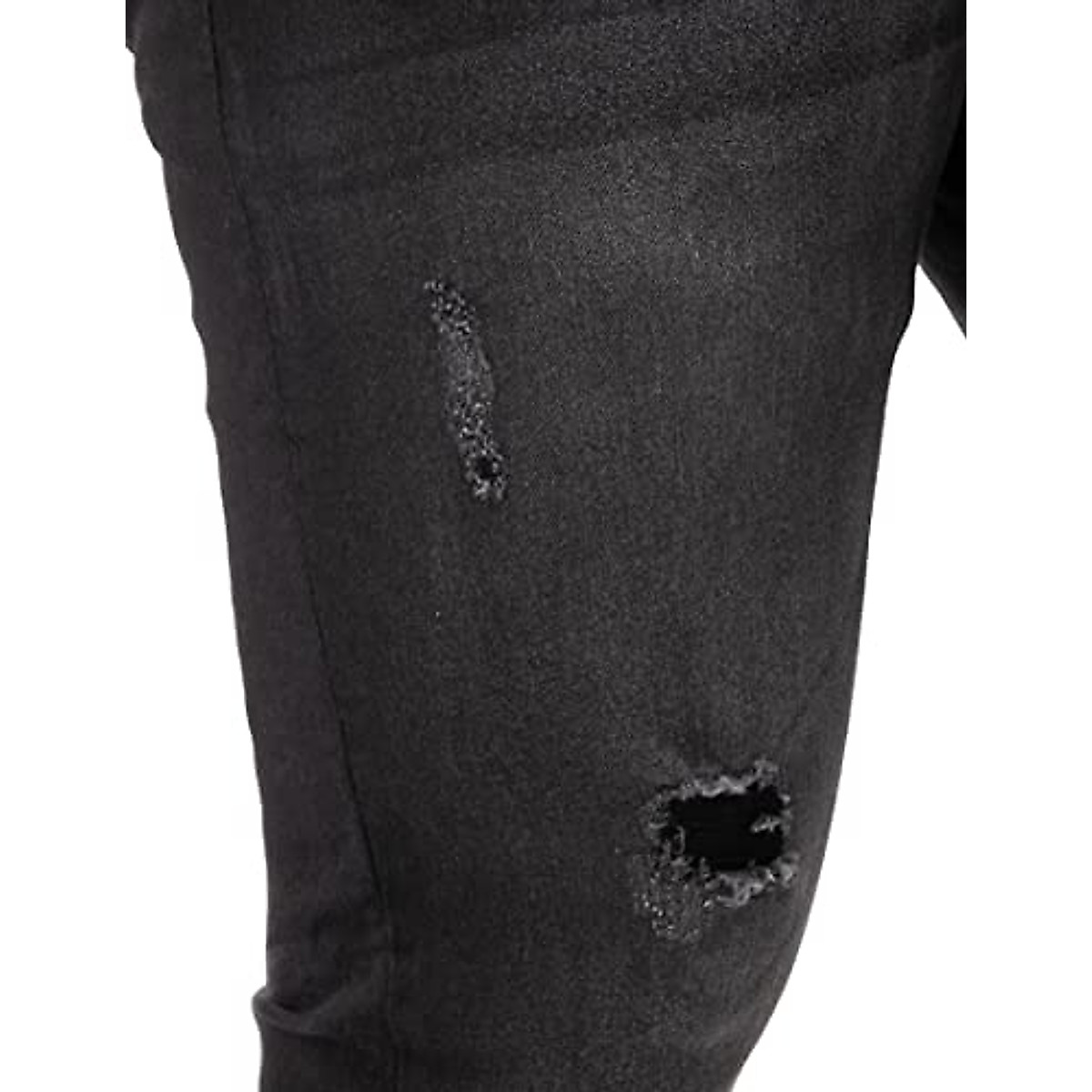 RAW X Men's Skinny Stretch Neon Trim Rip & Repair Jeans, Athletic Fit Destroyed Distressed Washed Denim Straight Leg Pants, Neon 90015 - Jet Black, 48W x 32L