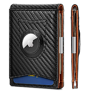 Mens Wallet For Airtag or Standard Use,KEMISANT Slim Front Pocket Wallet for Gift Men 11 Cards RFID Blocking