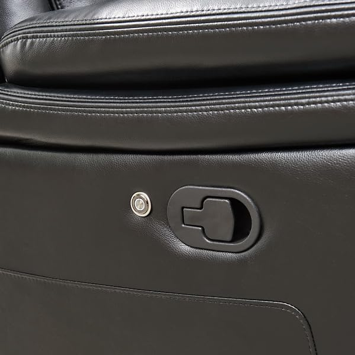 Verfur Faxu Leather Reclining Sectional Consoles and 4 Cupholders,Maunal Motion LED Stripes,Symmetrical Corner Sofa & Couches Curve Home Theater Furniture, Black