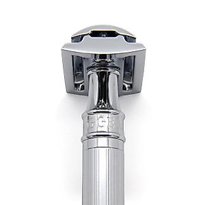 Edwin Jagger DES89LBLAMZ Classic Long Handled Double Edge Manual Eco-Friendly and Reusable Safety Razor for Men and Women for Shaving cream or Soap Fits All DE Razor Blades (Lined)