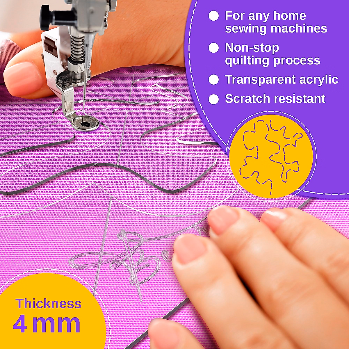 Meander Quilting Templates – Free-Motion Quilt Design – Acrylic Quilting Ruler Template for Industrial and Domestic Sewing Machines – Easy Free-Motion Quilting Learning