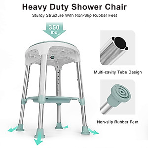 LEACHOI Shower Chair for Inside Shower, Swivel Shower Stools 350lbs, Adjustable Tub Chair and Bathroom Stool with Storage Tray for Seniors, Elderly, Bath Handicap & Disabled Green - FSA/HSA Eligible
