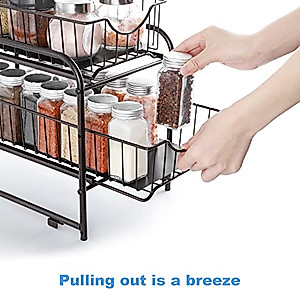 2 Pack - 2-Tier Under Sink Cabinet Organizer with Sliding Storage Drawer, Desktop Organizer Shelf Baskets, Pull Out Drawers for Kitchen, Countertop, Cabinet, Pantry, Under The Sink, Bathroom, Brown