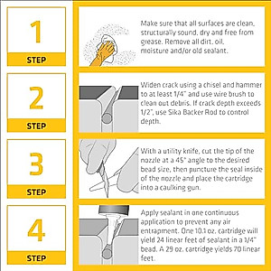 Sikaflex Self Leveling Sealant, Gray, polyurethane with an accelerated curing capacity for sealing horizontal expansion joints in concrete, 29 fl. oz Cartridge