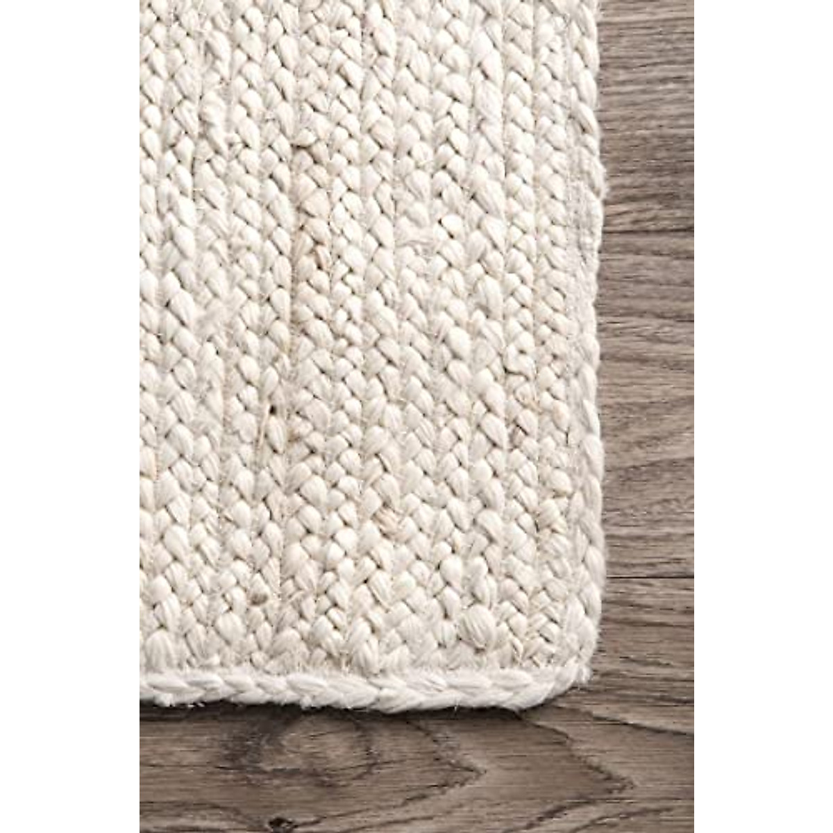 The Knitted Co. 100% Jute Area Rug 4x6 Feet Approx- Braided Design Hand Woven Dyed Off-White Natural Fibers Carpet - Home Decor for Living Room Hallways (4' x 6', Off-White)