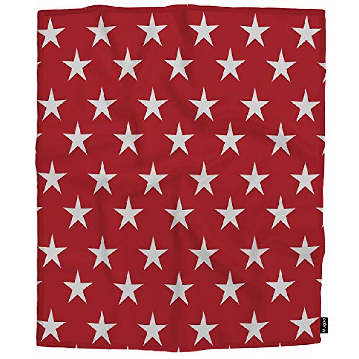 Mugod Stars Throw Blanket USA Flag White Stars on a Red Background Seamless Pattern Decorative Soft Warm Cozy Flannel Plush Throws Blankets for Bedding Sofa Couch 50 X 60 Inch