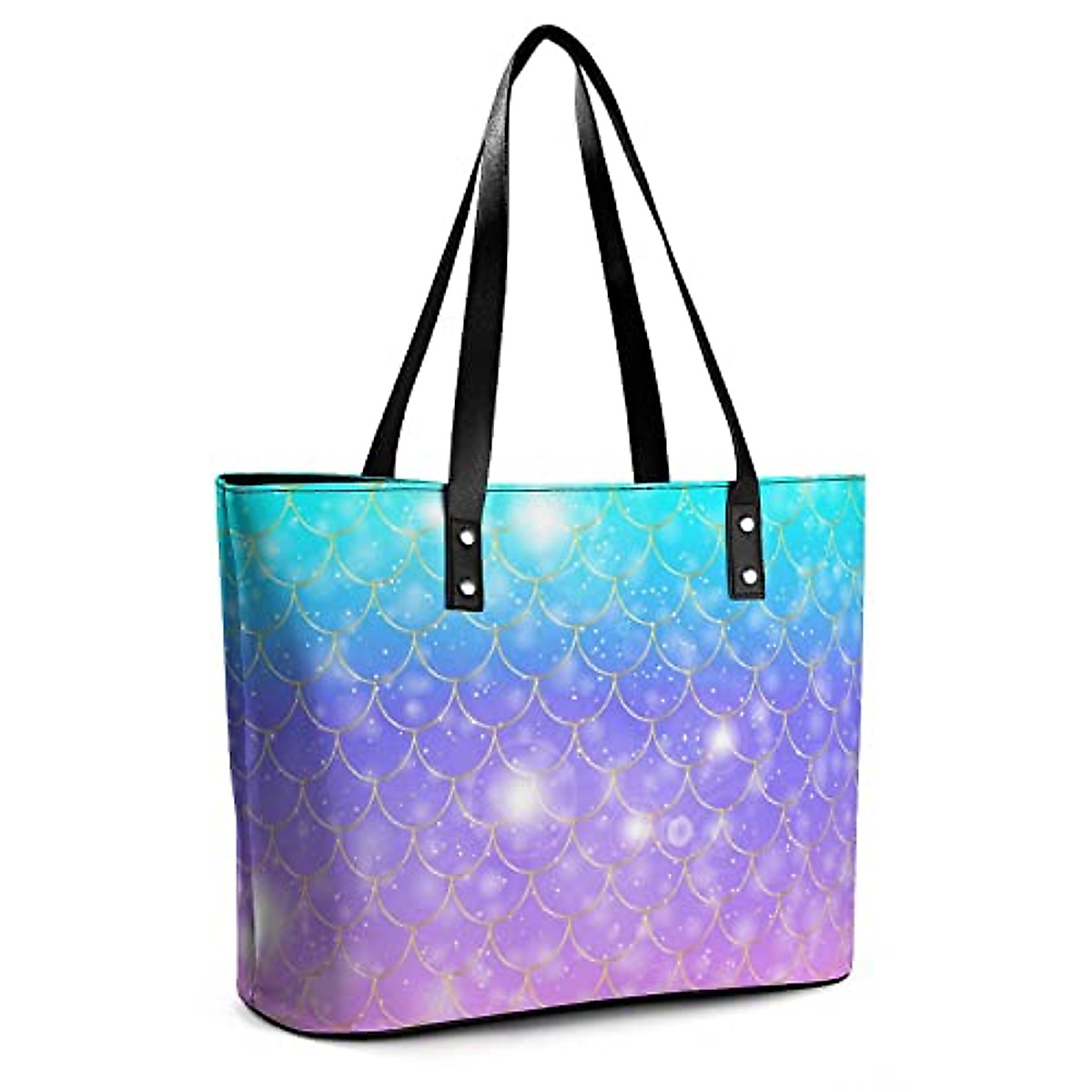 Womens Handbag Mermaid Fish Tail Leather Tote Bag Top Handle Satchel Bags For Lady