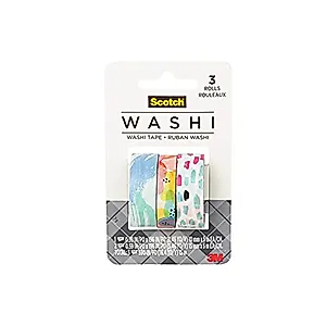 Scotch Washi Tape, Abstract Modern Design Pattern, 3 Rolls, Assorted Sizes, Great for Bullet Journaling, Scrapbooking and DIY Décor (C1017-3-P35)