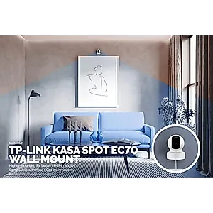 Wall Mount for Kasa EC70 Spot, Adhesive Holder for TP Link Spot Smart Security Camera, Installs in Minutes, No Mess Hanger Bracket by Brainwavz (White)