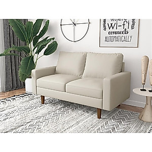 Kingway Furniture Aneley Faux Leather Living Room Loveseat in White