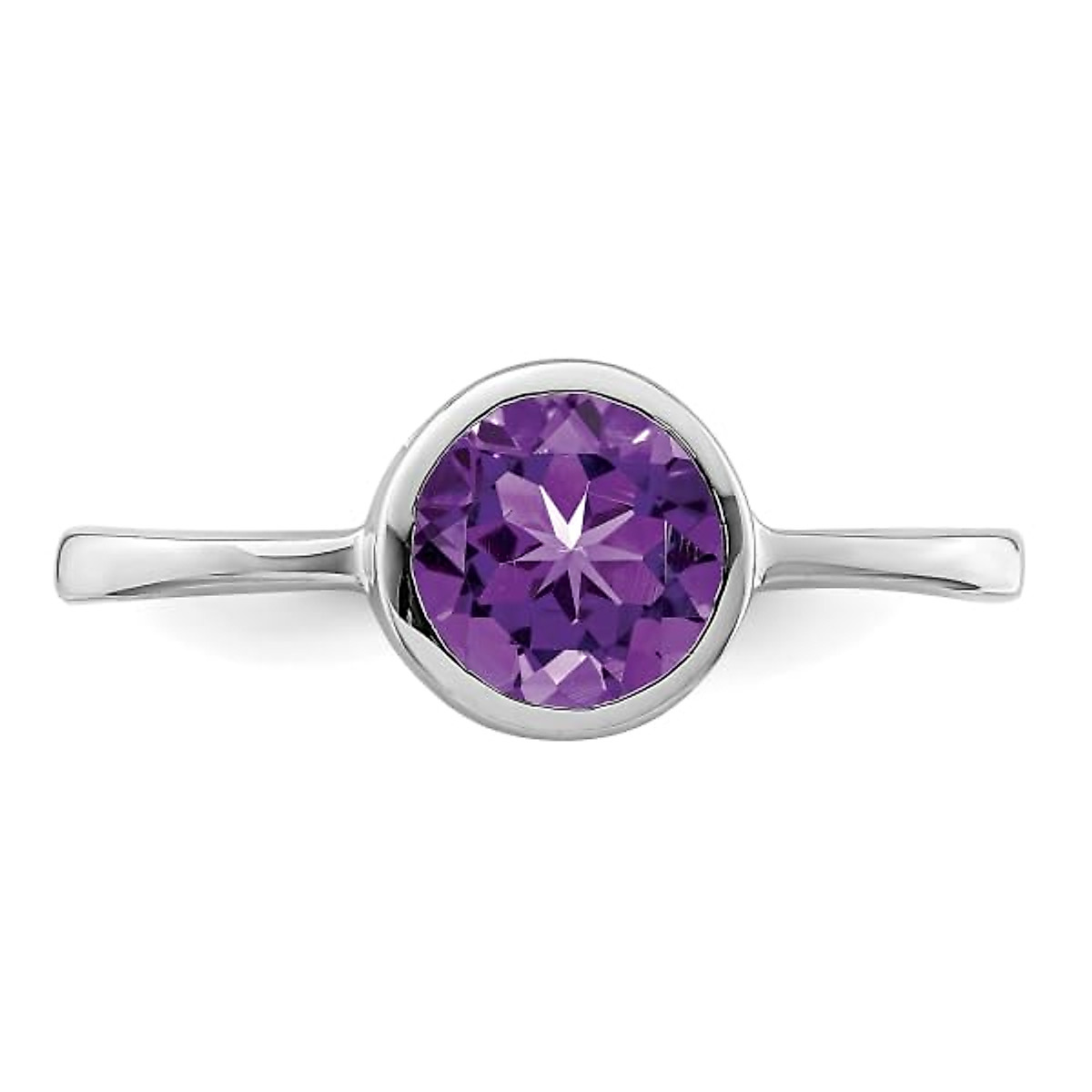 IceCarats 925 Sterling Silver Purple Amethyst Round Ring February Birthstone Jewelry Size 7