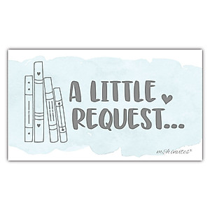 50 Blue Watercolor Books for Baby Shower Request Cards - Invitation Inserts - Boy Baby Shower