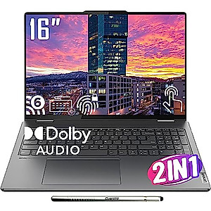 Lenovo Yoga 7i 2-in-1 Premium Laptop, 16'' WUXGA Touchscreen, 13th Gen Intel 10-Core i5-1335U (12MB Cache, 4.60 GHz), 8GB LPDDR5 RAM, 512GB SSD, Iris Xe Graphics, Backlit KB, FP, Storm Grey