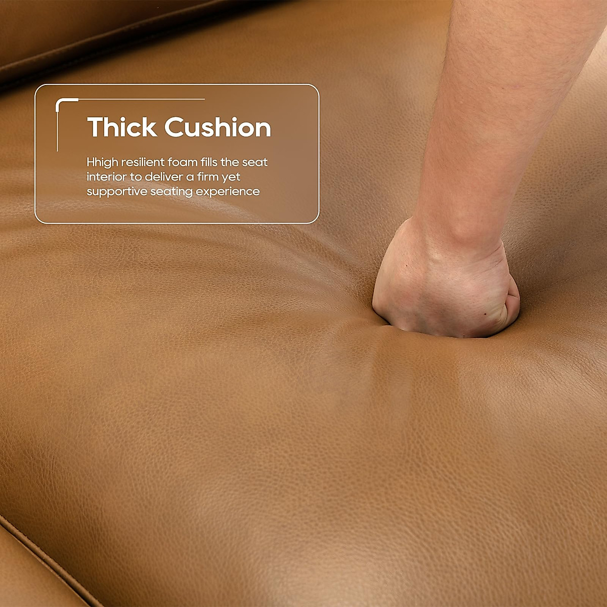 COLAMY 95Inches Oversized PU Leather Sofa for Living Room-Down Filled 3-Seater Modern Sofa with Extra Deep Seats, Wide Arm-Brown