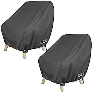 ULTCOVER Waterproof Patio Chair Cover – Outdoor Lounge Deep Seat Single Lawn Chair Cover 2 Pack Fits Up to 32W x 34D x 34H inches, Black