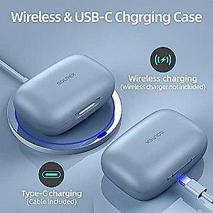 GOLREX Bluetooth Headphones Wireless Earbuds 36Hrs Playtime Wireless Charging Case Digital LED Display Over-ear Earphones with Earhook Waterproof Headset with Mic for Sport Running Workout Sierra Blue